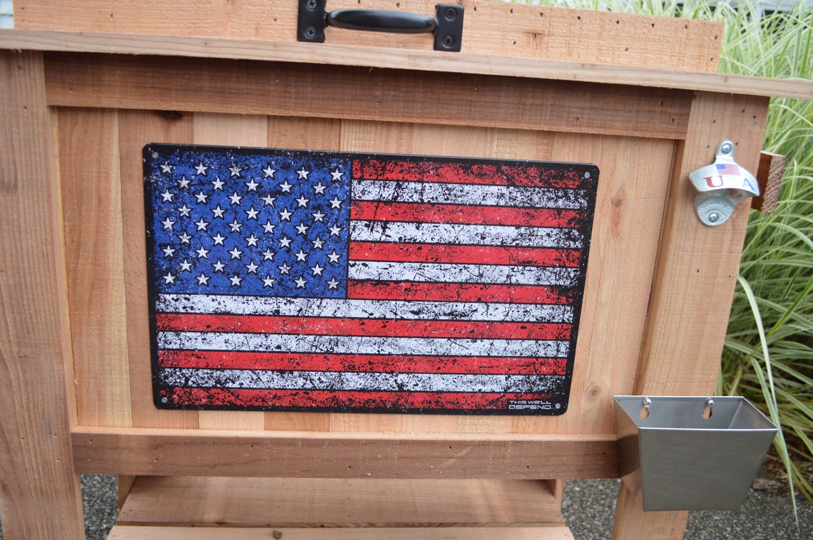 American Pride Rustic Ice Chest Cooler Stand With Brass Drain - Etsy
