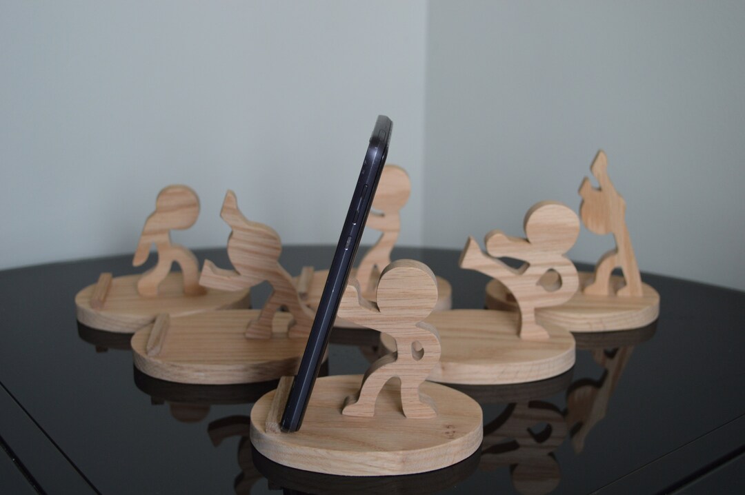 Solid Oak Cell Phone Holder, Cellphone Stand, People Cell Phone Holder ...