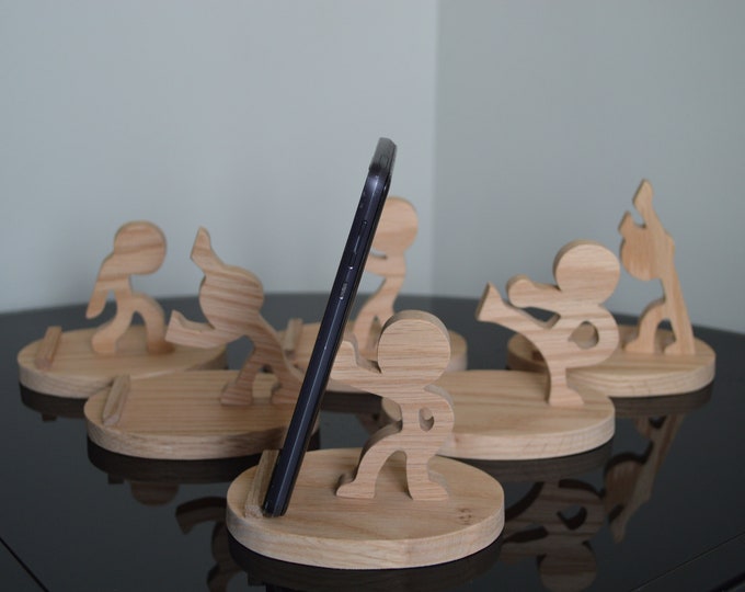 Solid Oak Cell Phone Holder, Cellphone Stand, People Cell Phone Holder ...