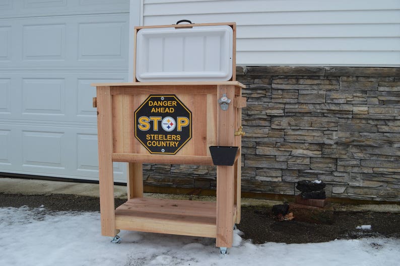 Pittsburgh Steelers Rustic Ice Chest Cooler Stand with Brass | Etsy