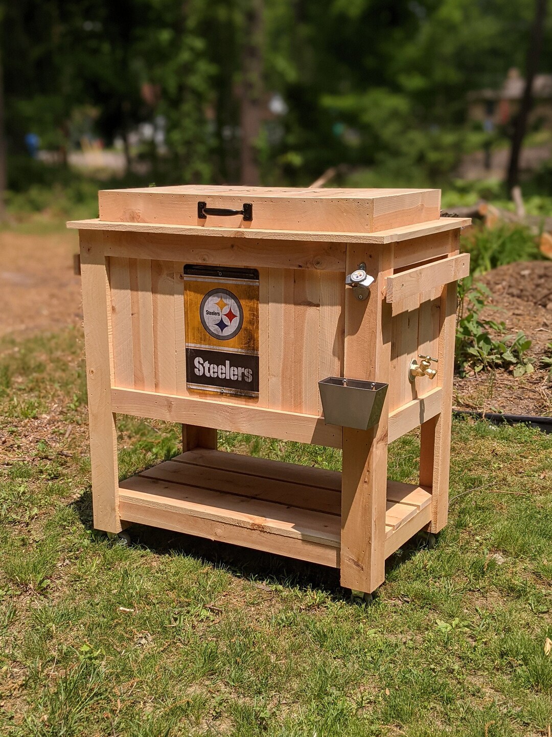 Pittsburgh Steelers Rustic Ice Chest Cooler Stand With Brass - Etsy