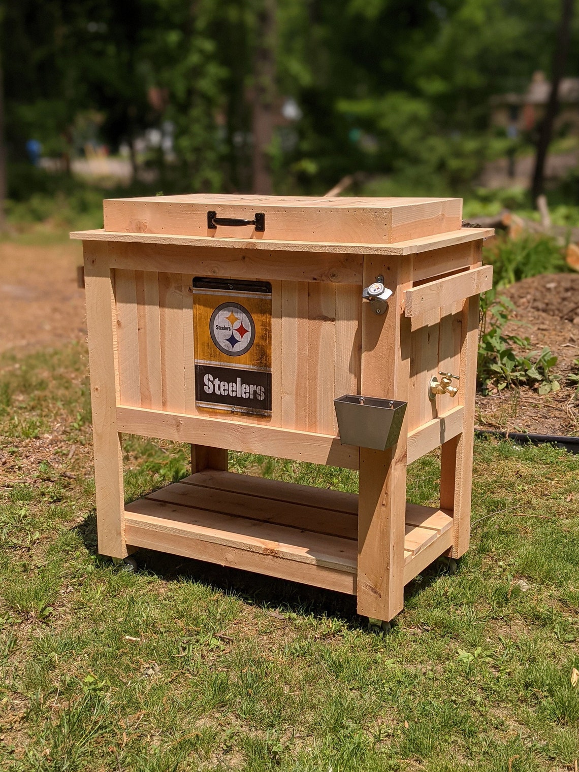 Pittsburgh Steelers Rustic Ice Chest Cooler Stand With Brass - Etsy