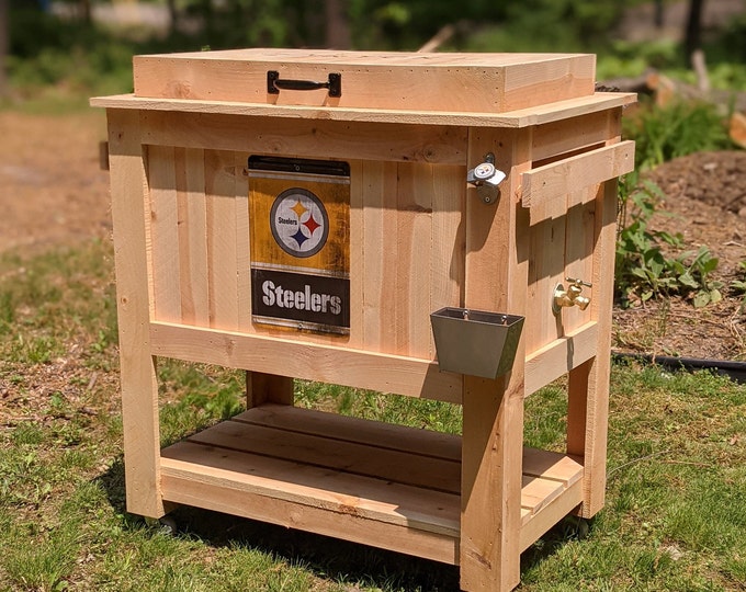 Pittsburgh Steelers Rustic Ice Chest Cooler Stand With Brass | Etsy
