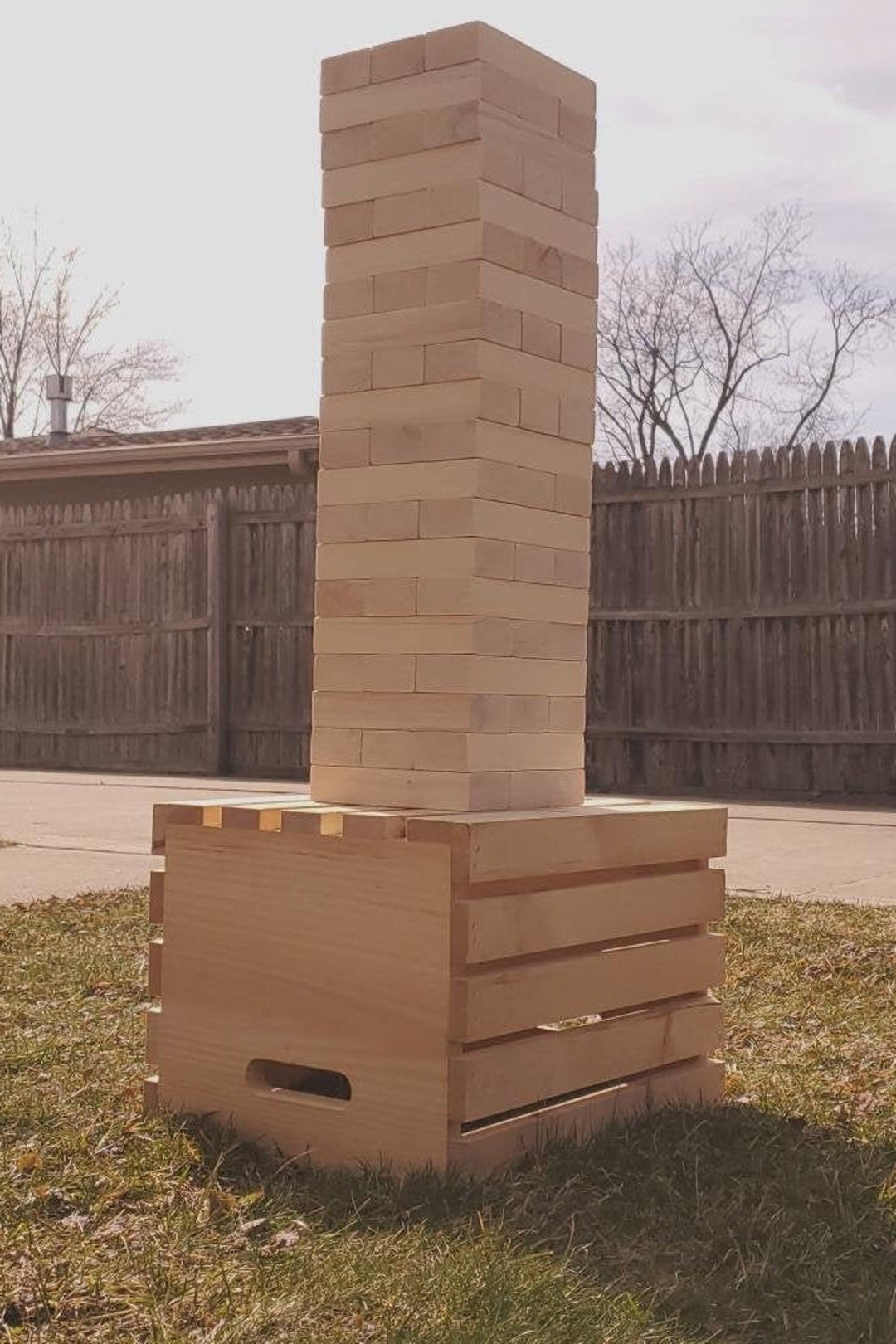 Giant Tippy Tower Yard Game With Solid Wood Crate, Outdoor Game With ...