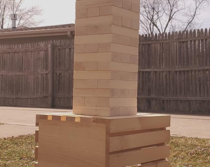 Giant Tippy Tower Yard Game With Solid Wood Crate, Outdoor Game With ...