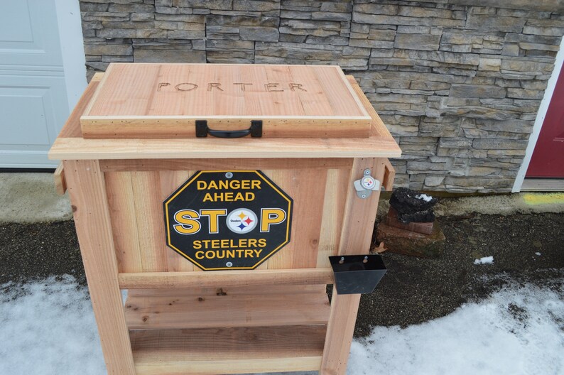 Pittsburgh Steelers Rustic Ice Chest Cooler Stand with Brass | Etsy