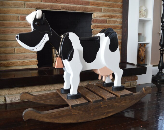 Farmhouse Rocking Cow, Rocking Animal, Large Rocking Toy, Kid's Toy ...