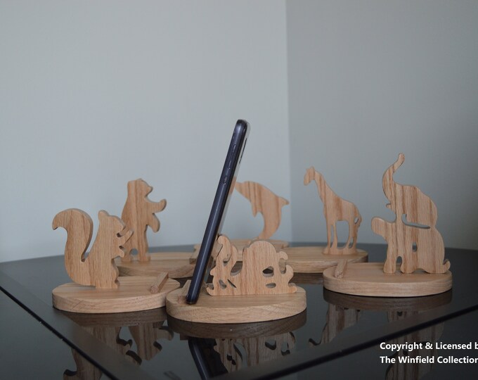 Oak Animal Cellphone Stand, Desk Cell Phone Holder, Animal Decor, Phone ...