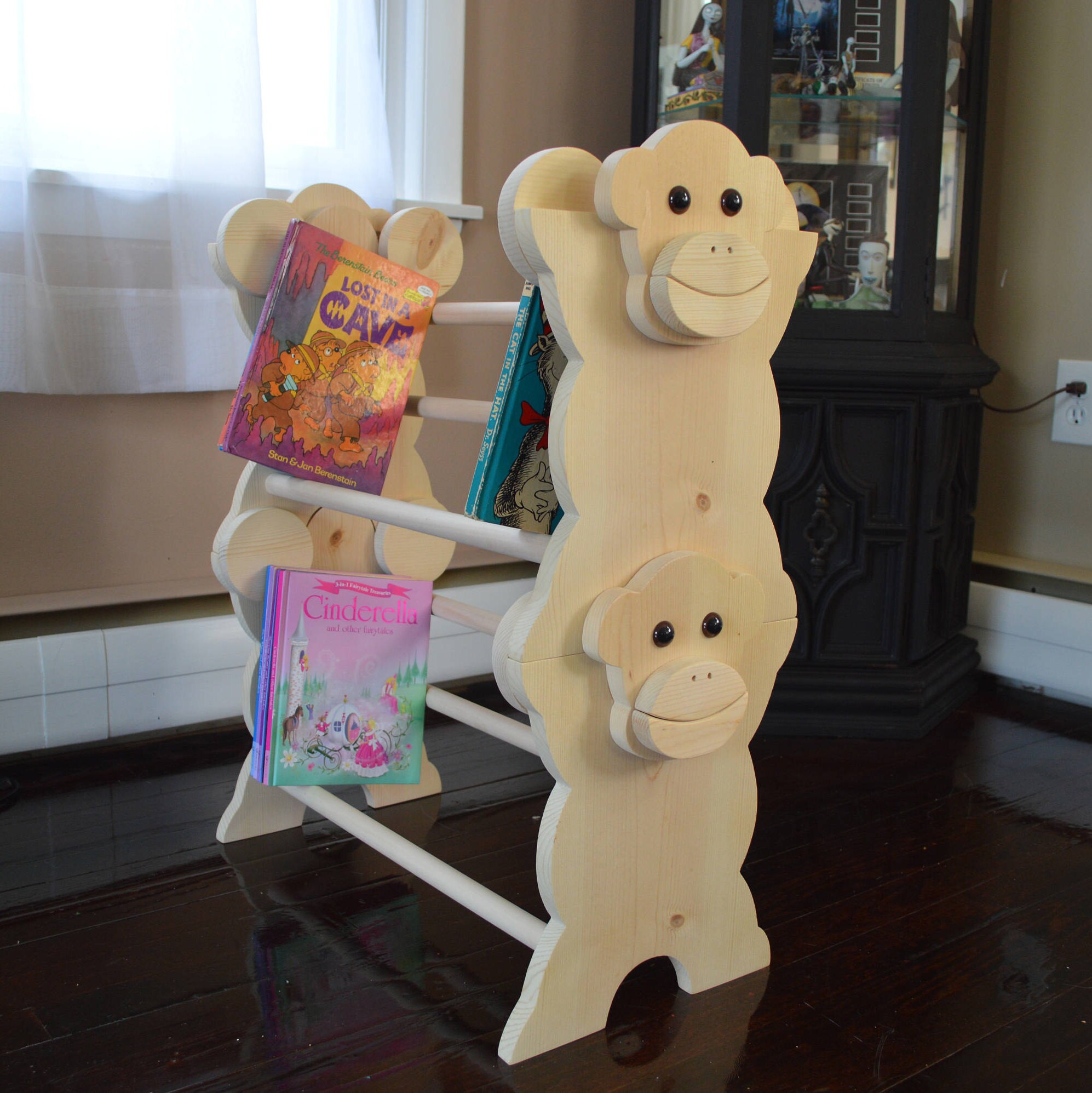 Stackable Monkey Bookshelf Kids Furniture Kid's - Etsy