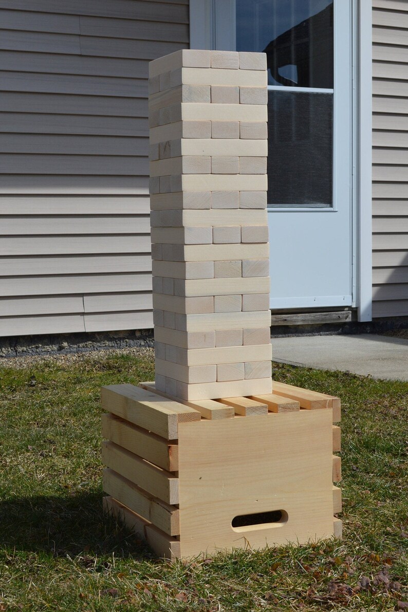 Giant Tippy Tower Yard Game With Solid Wood Crate Outdoor - Etsy