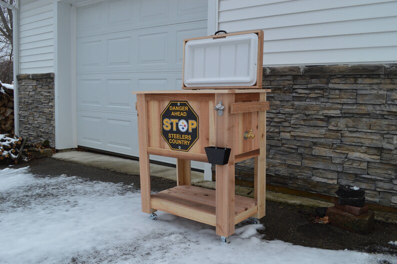 Pittsburgh Steelers Rustic Ice Chest Cooler Stand with Brass | Etsy