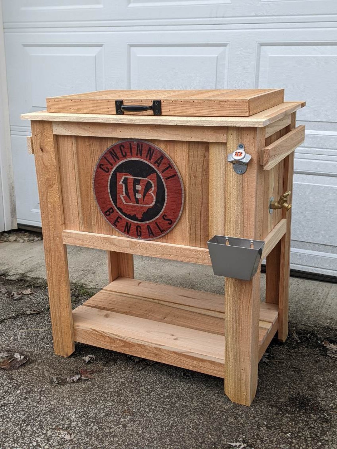 Cincinnati Bengals Rustic Ice Chest Cooler Stand With Brass Drain ...