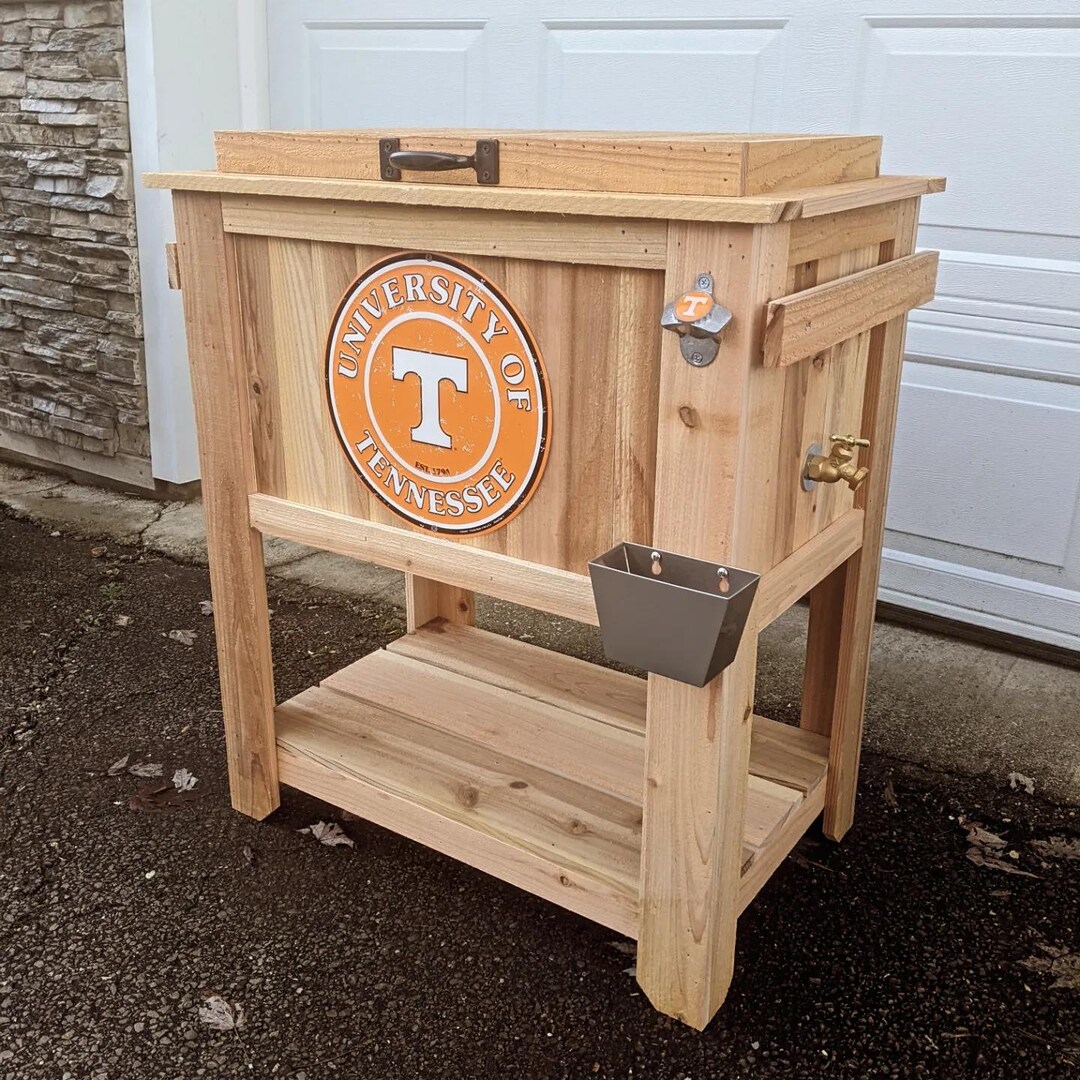 All Weather Tennessee Rustic Ice Chest Cooler Stand With Brass Drain ...
