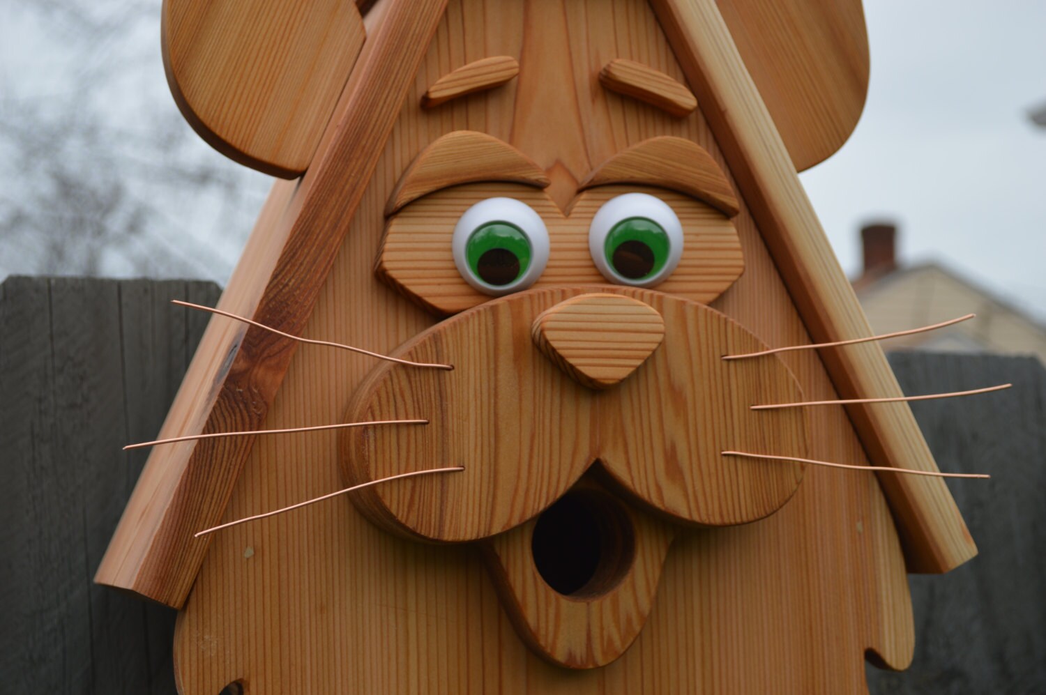 Large Cat Cedar Birdhouse With Flush Mount Hardware Whimsical | Etsy