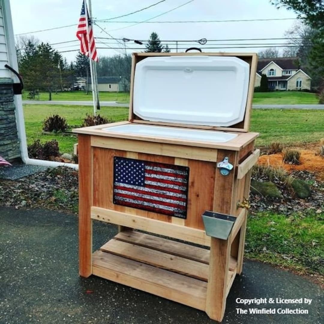 American Pride Rustic Ice Chest Cooler Stand With Brass Drain - Etsy
