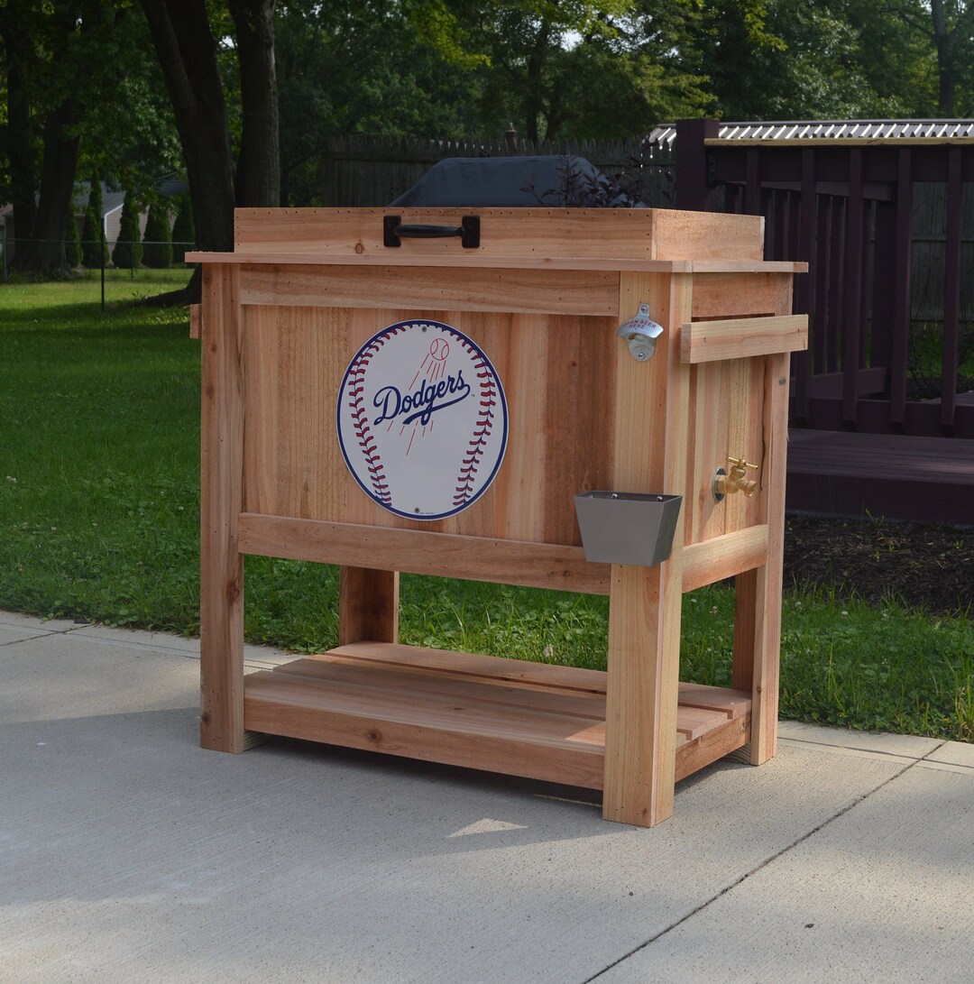 Los Angeles Dodgers Cooler Stand With Brass Drain, Bottle Opener, and ...