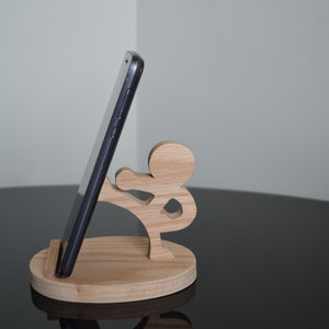 Solid Oak Cell Phone Holder, Cellphone Stand, People Cell Phone Holder ...