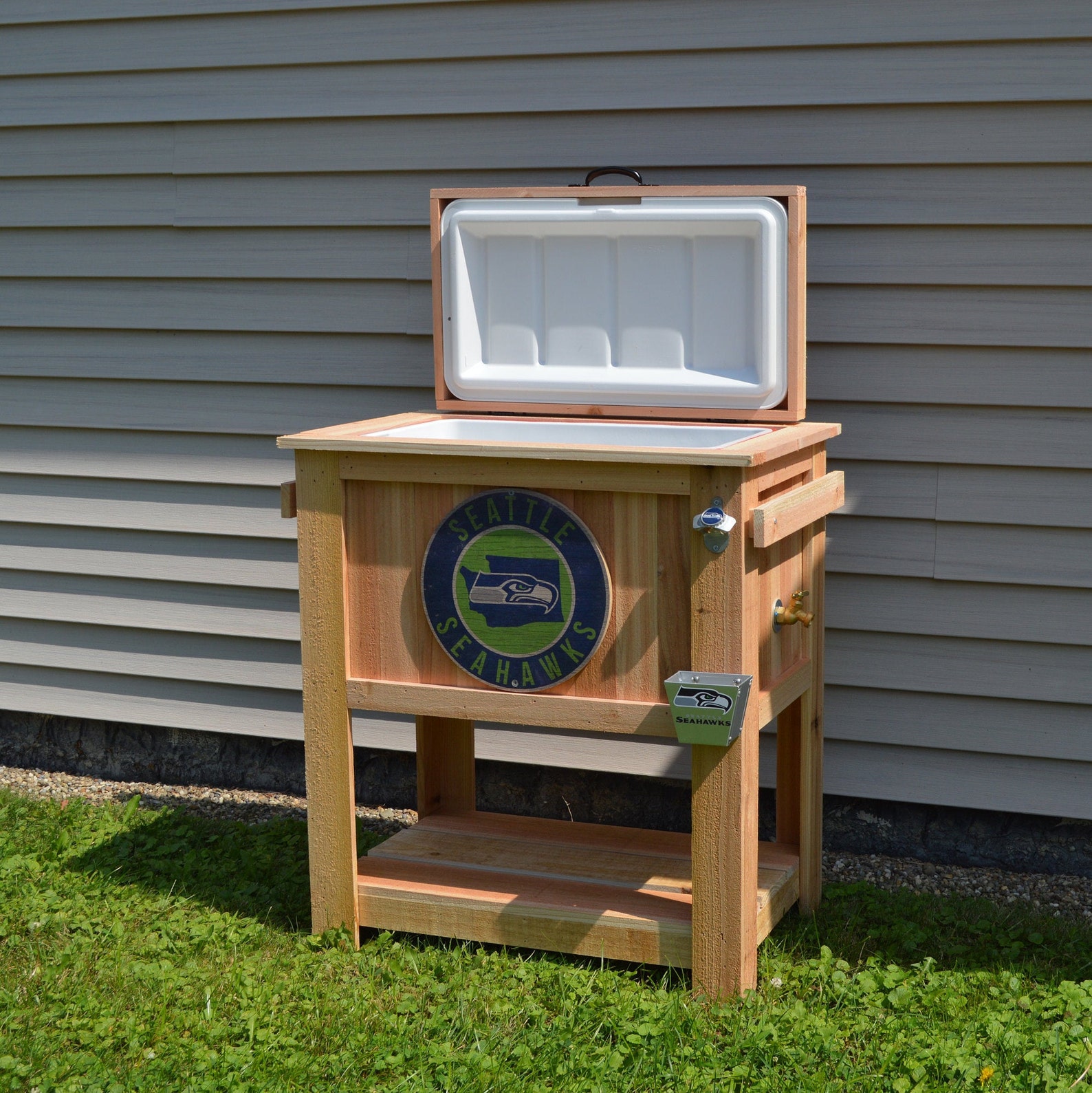 Seattle Seahawks Rustic Ice Chest Cooler Stand With Brass - Etsy
