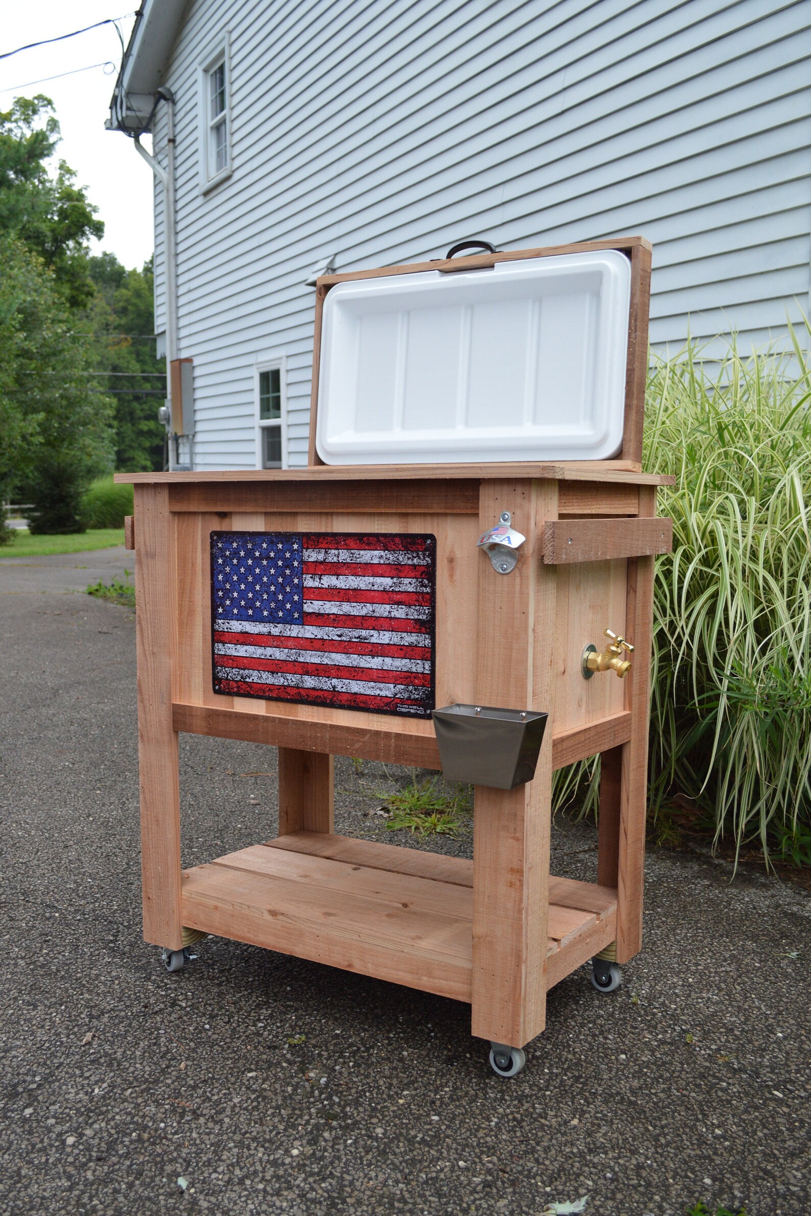 American Pride Rustic Ice Chest Cooler Stand With Brass Drain - Etsy