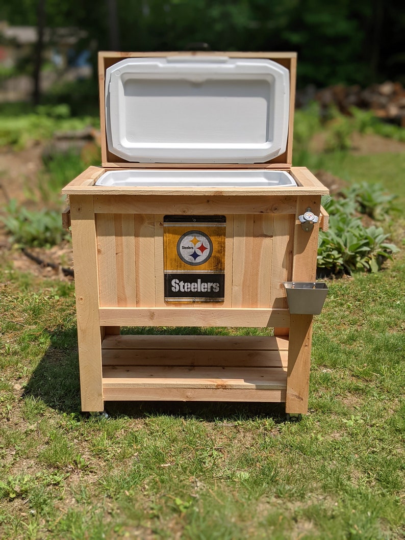 Pittsburgh Steelers Rustic Ice Chest Cooler Stand With Brass - Etsy