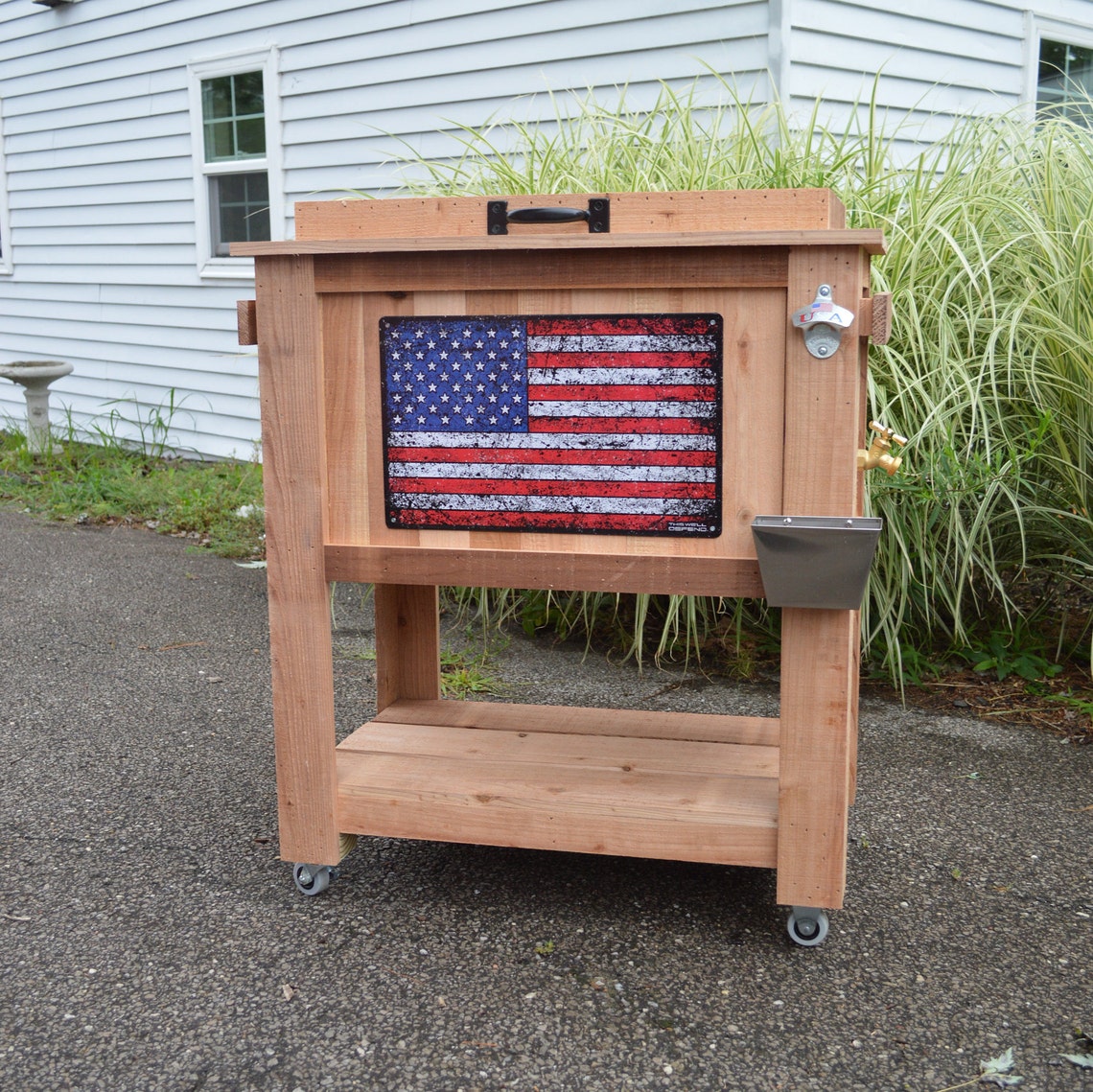 American Pride Rustic Ice Chest Cooler Stand With Brass Drain | Etsy