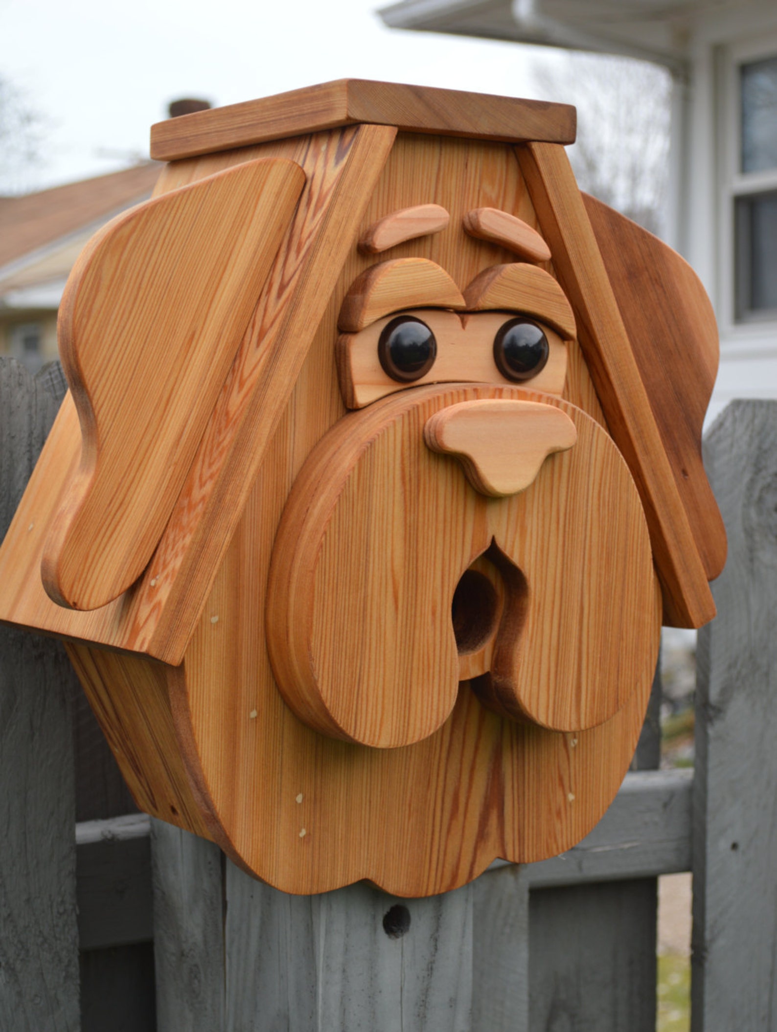 Large Dog Cedar Birdhouse With Flush Mount Hardware Whimsical | Etsy