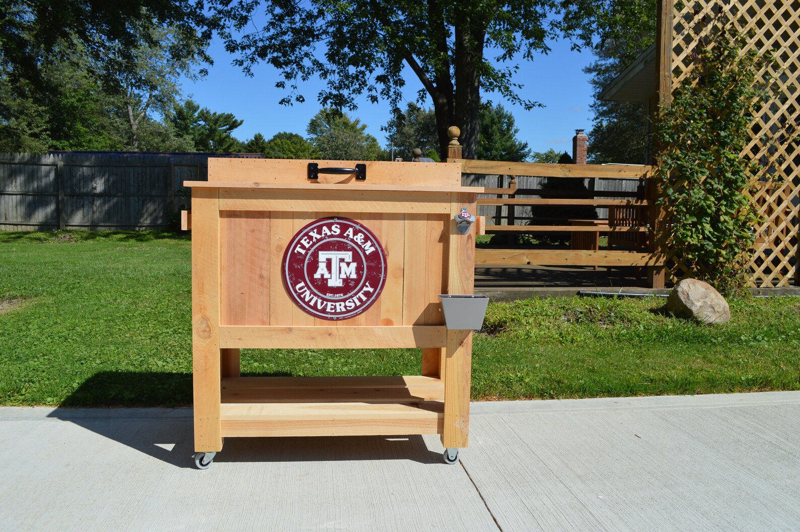 All Weather Texas A&M Rustic Ice Chest Cooler Stand With Brass - Etsy
