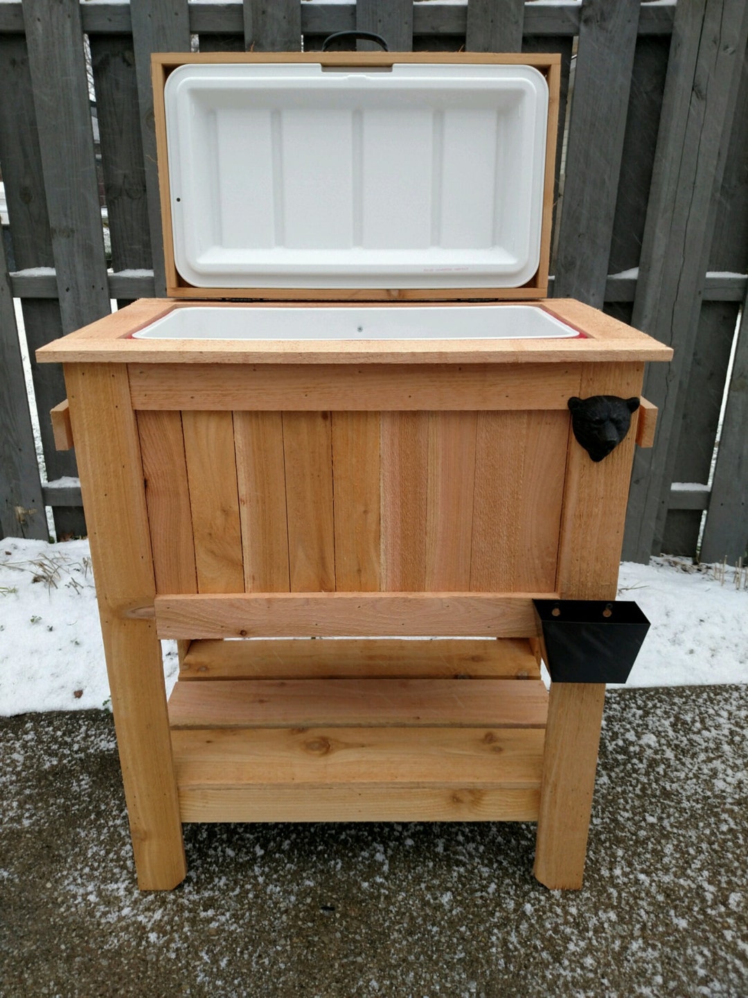 SPECIAL Black Bear EDITION Rustic Cedar Chest Cooler Stand - Etsy