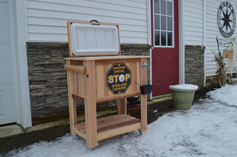 Pittsburgh Steelers Rustic Ice Chest Cooler Stand with Brass | Etsy