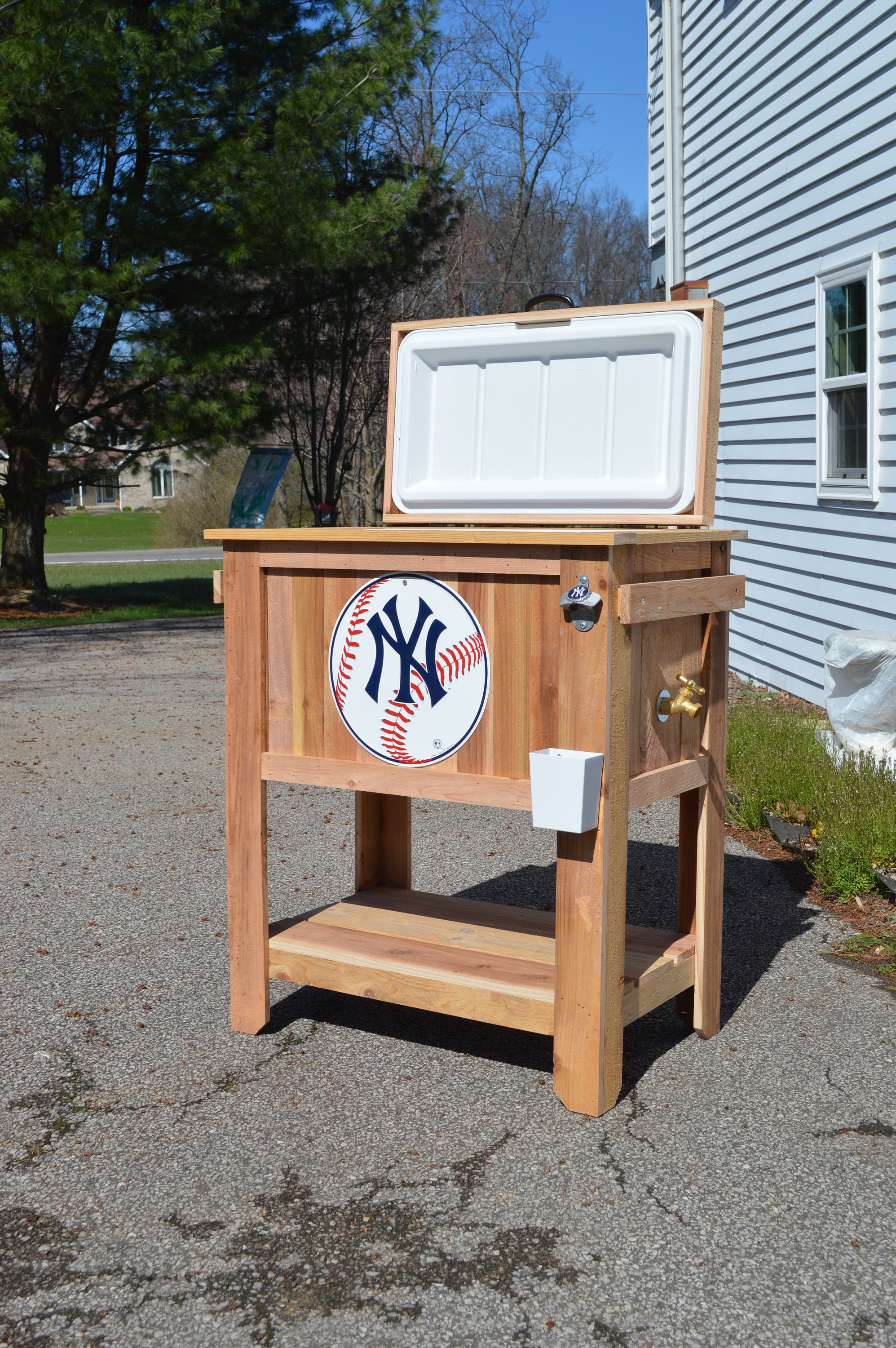 New York Yankees Chest Cooler Stand With Brass Drain Bottle - Etsy