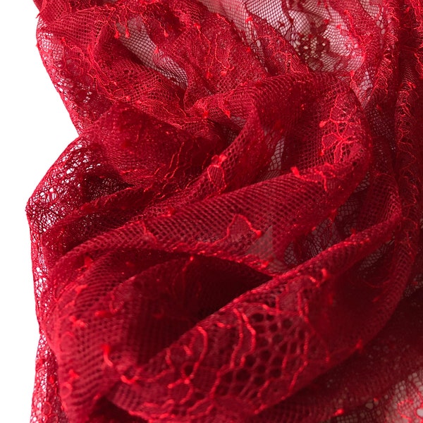 Red Lace Fabric - Etsy