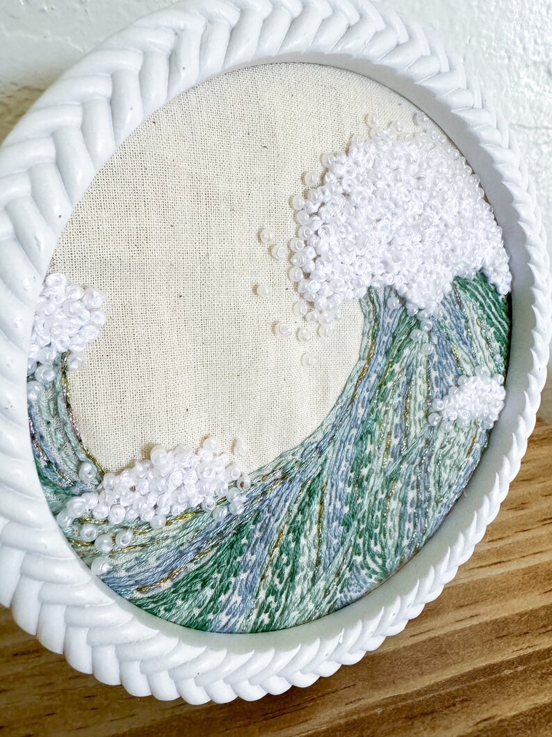Ocean Wave Coastal Hand-beaded Embroidery in a Frame - Etsy