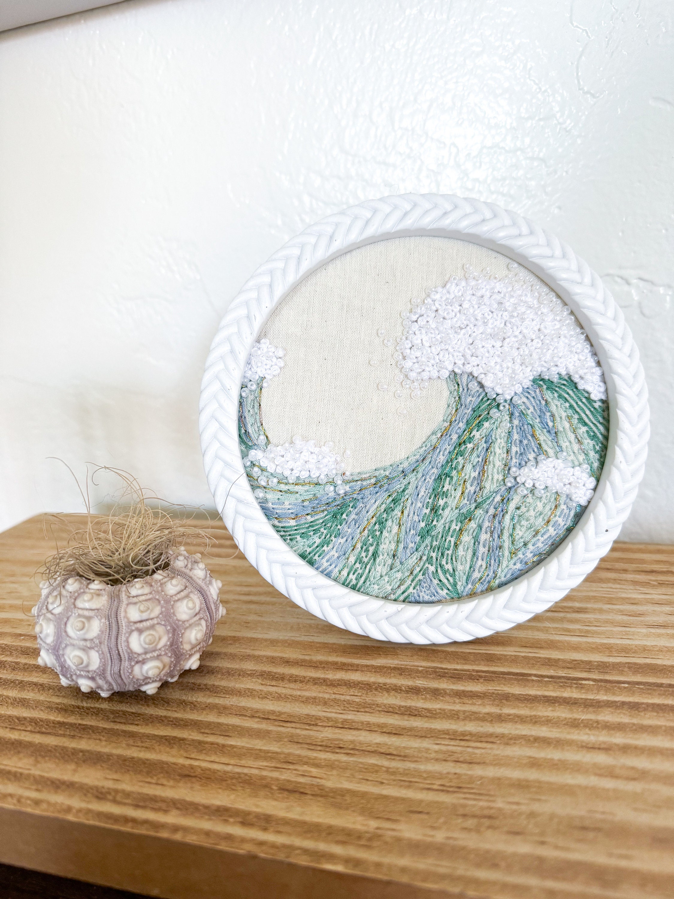 Ocean Wave Coastal Hand-beaded Embroidery in a Frame - Etsy