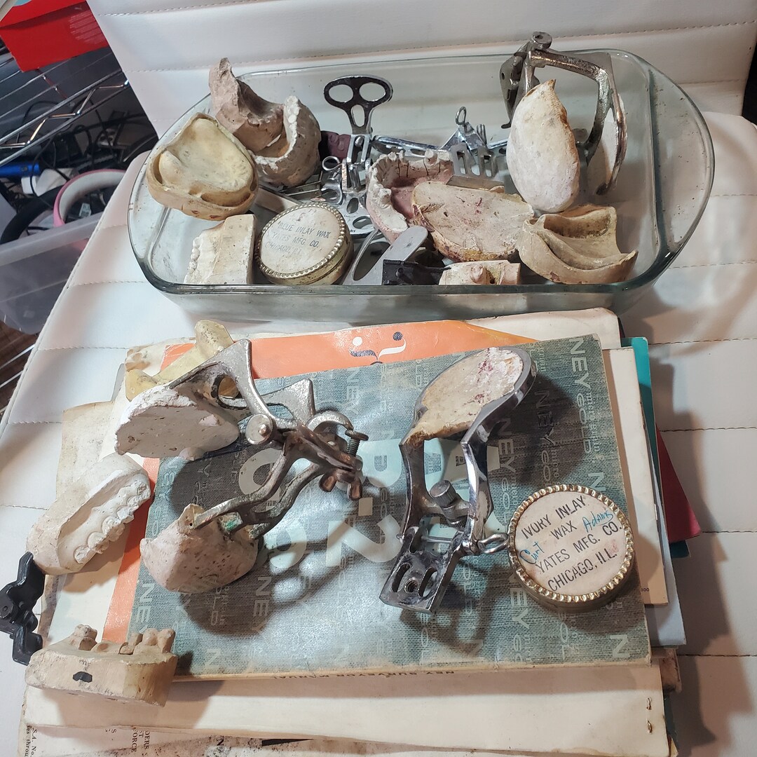 Vintage Huge Collection Dental Tools Model Teeth Books Brochure Metal ...