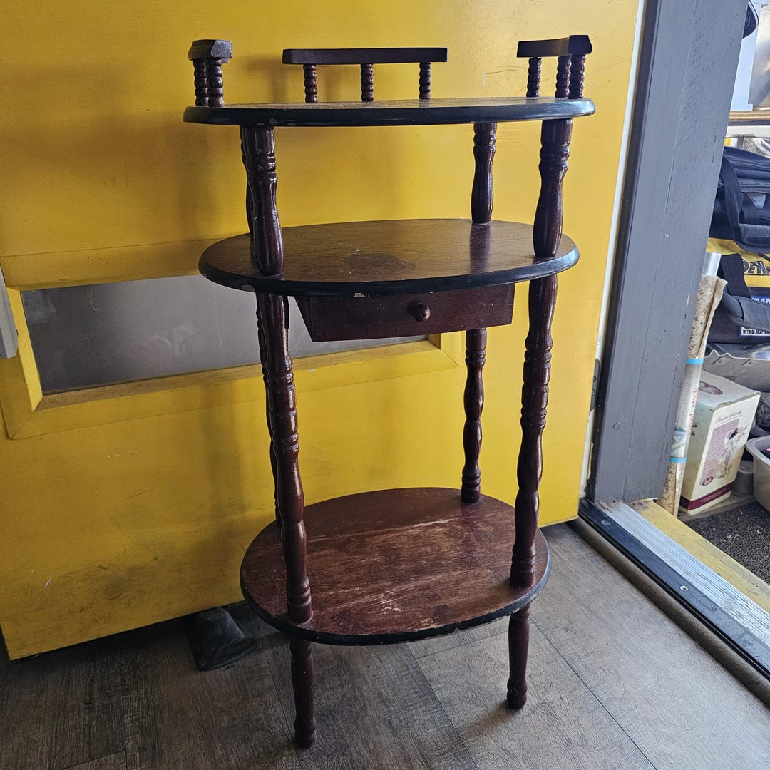 Vintage Table Tier 3 Levels Accent Table and Little Drawer Used Fair ...