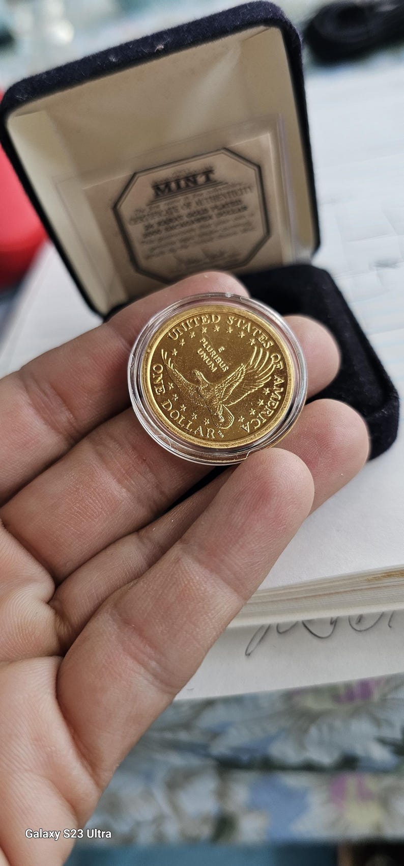 Vintage 2000 D Sacagewea One Dollar Coin 24k Gold Plated W Sertificate ...