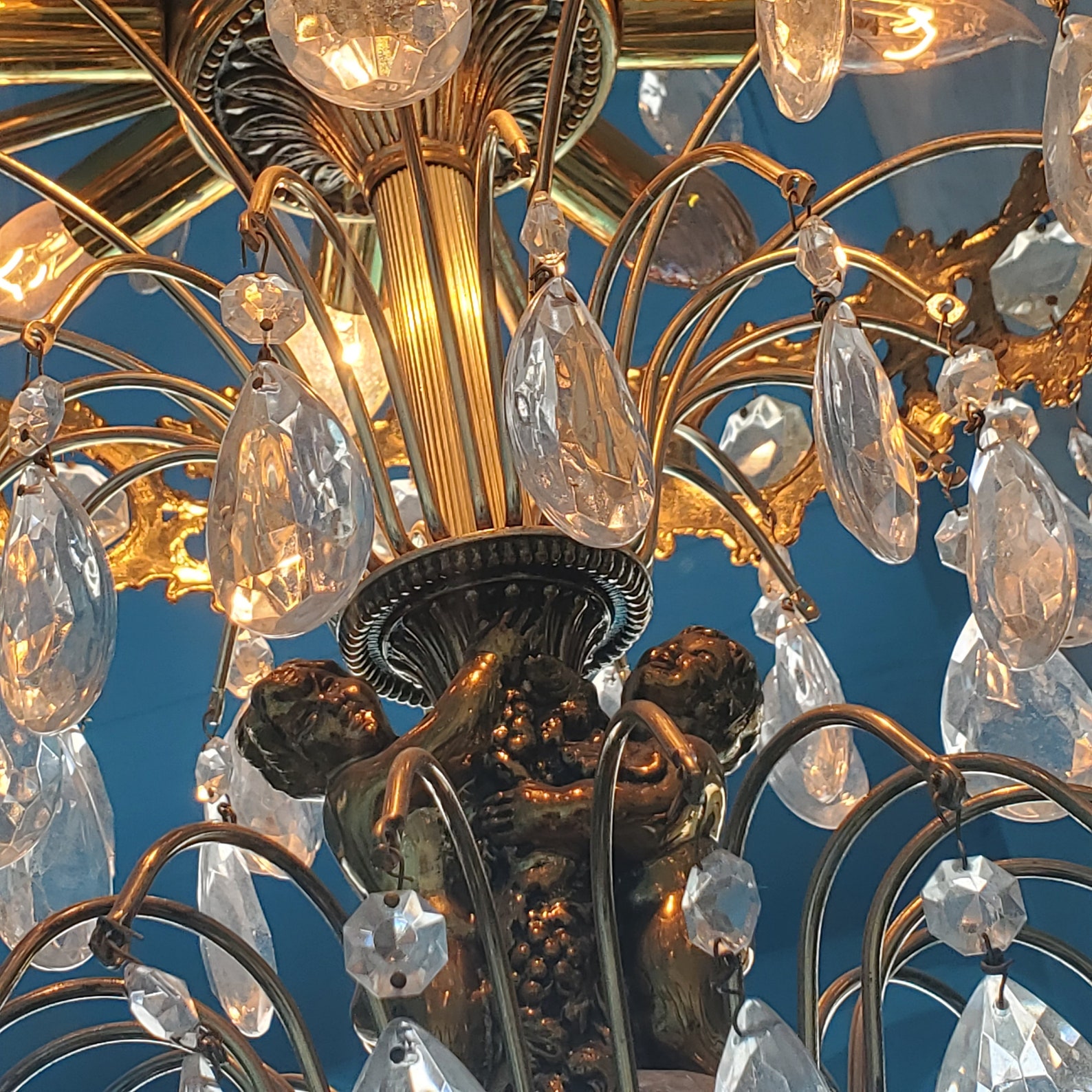 Vintage Crystals Waterfall Pendant Glass Chandelier Ceiling Light ...