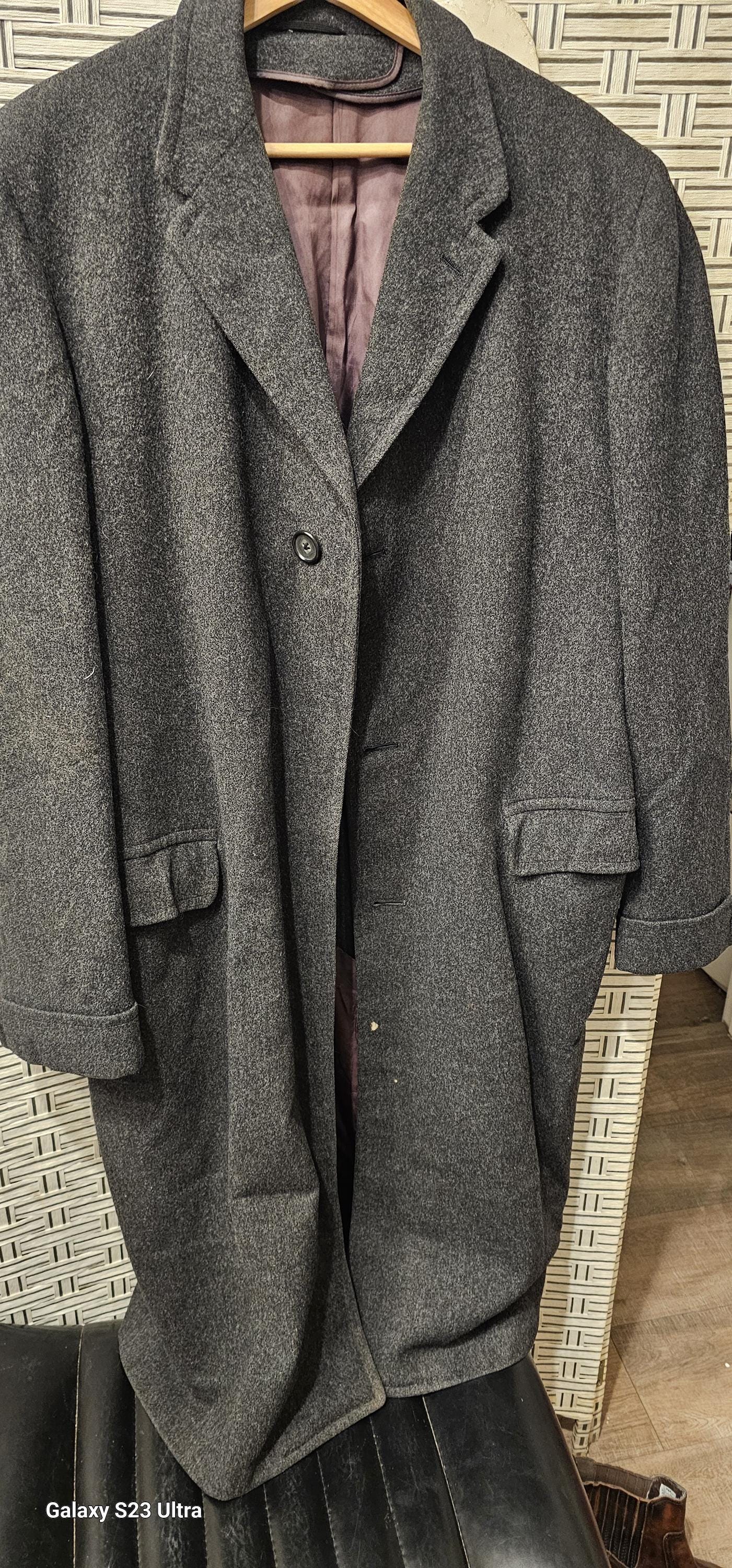 Vintage Mens Wool Coat Overcoat Dress Coat Gray Long Jacket 1960s Some ...