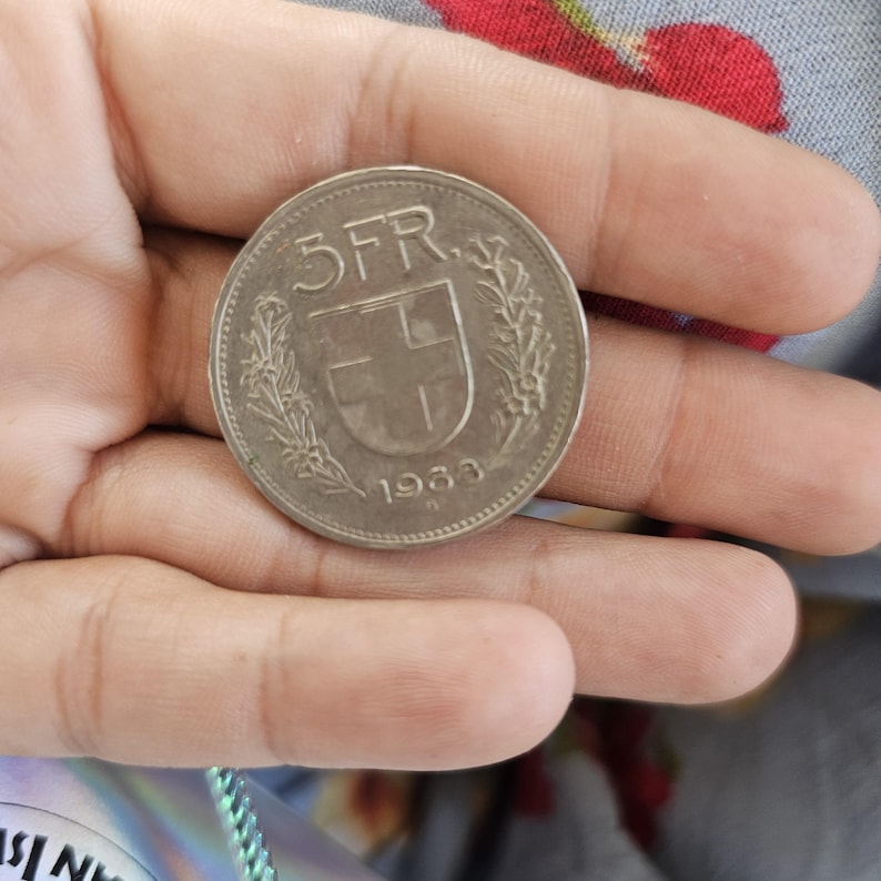 Vintage Coin 1968-B 5fr Swiss Switzerland Confoederatio Helvetica Used ...