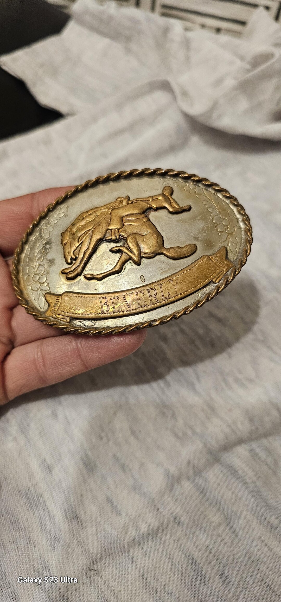 Vintage Beverly Belt Buckle German Silver Cowboy Western Used Good - Etsy