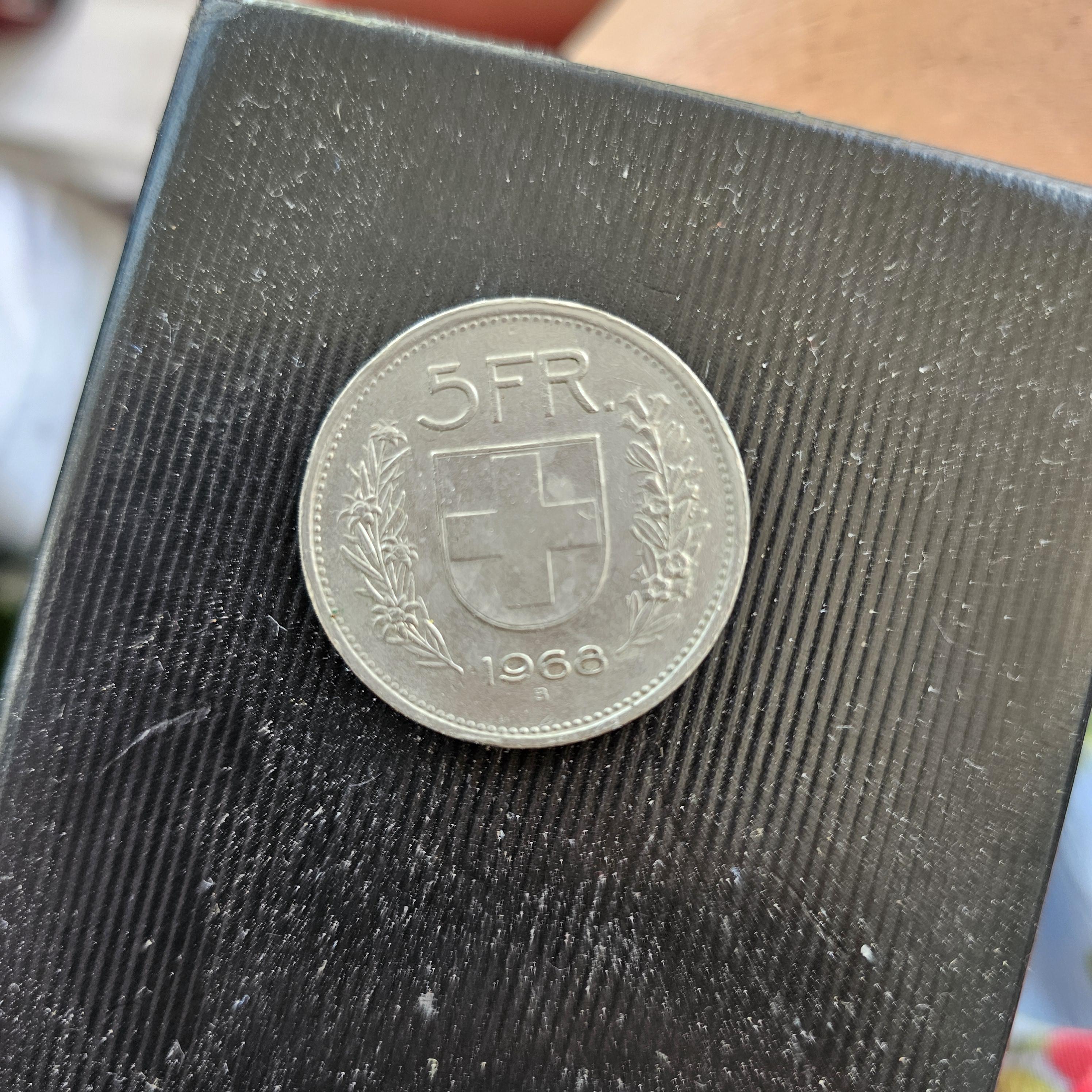 Vintage Coin 1968-B 5fr Swiss Switzerland Confoederatio Helvetica Used ...