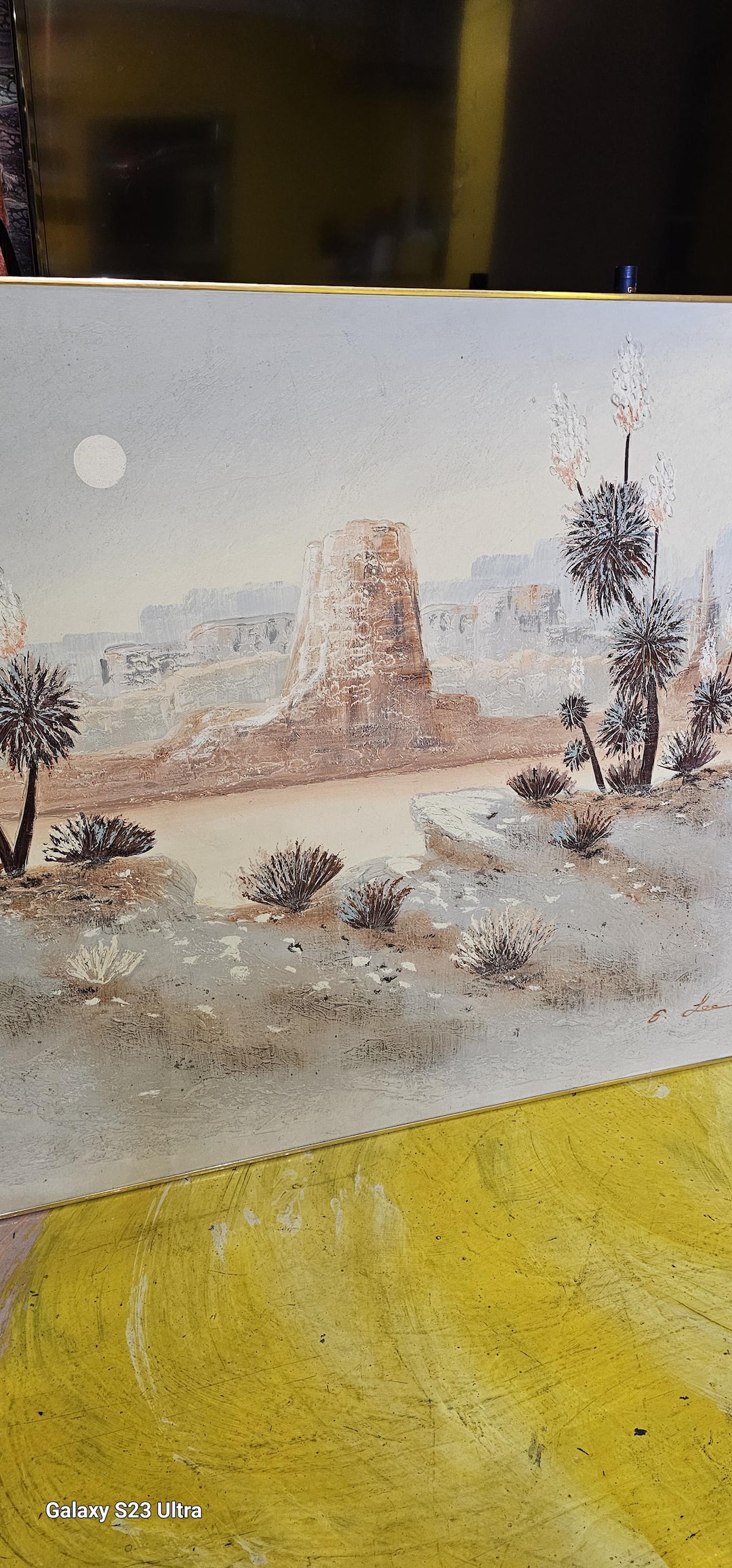 Vintage Painting Signed E. Lee on Canvas Painting Huge 50x40in Gold ...