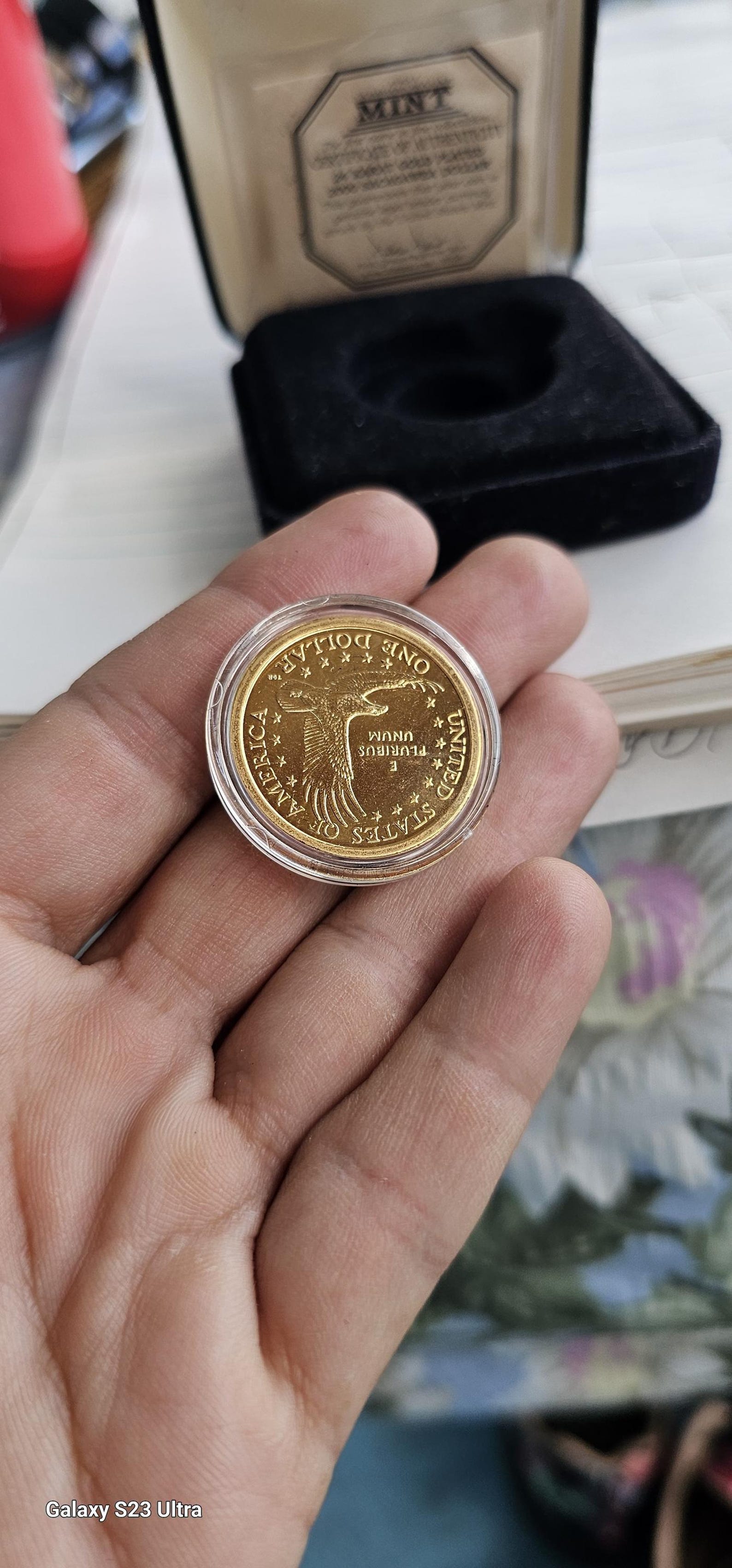 Vintage 2000 D Sacagewea One Dollar Coin 24k Gold Plated W Sertificate ...