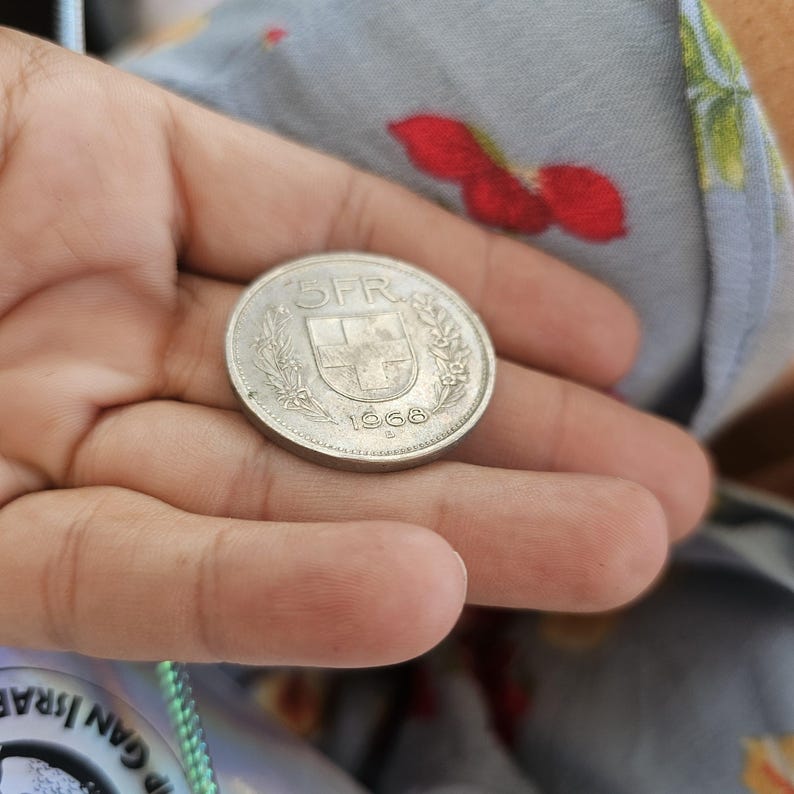 Vintage Coin 1968-B 5fr Swiss Switzerland Confoederatio Helvetica Used ...