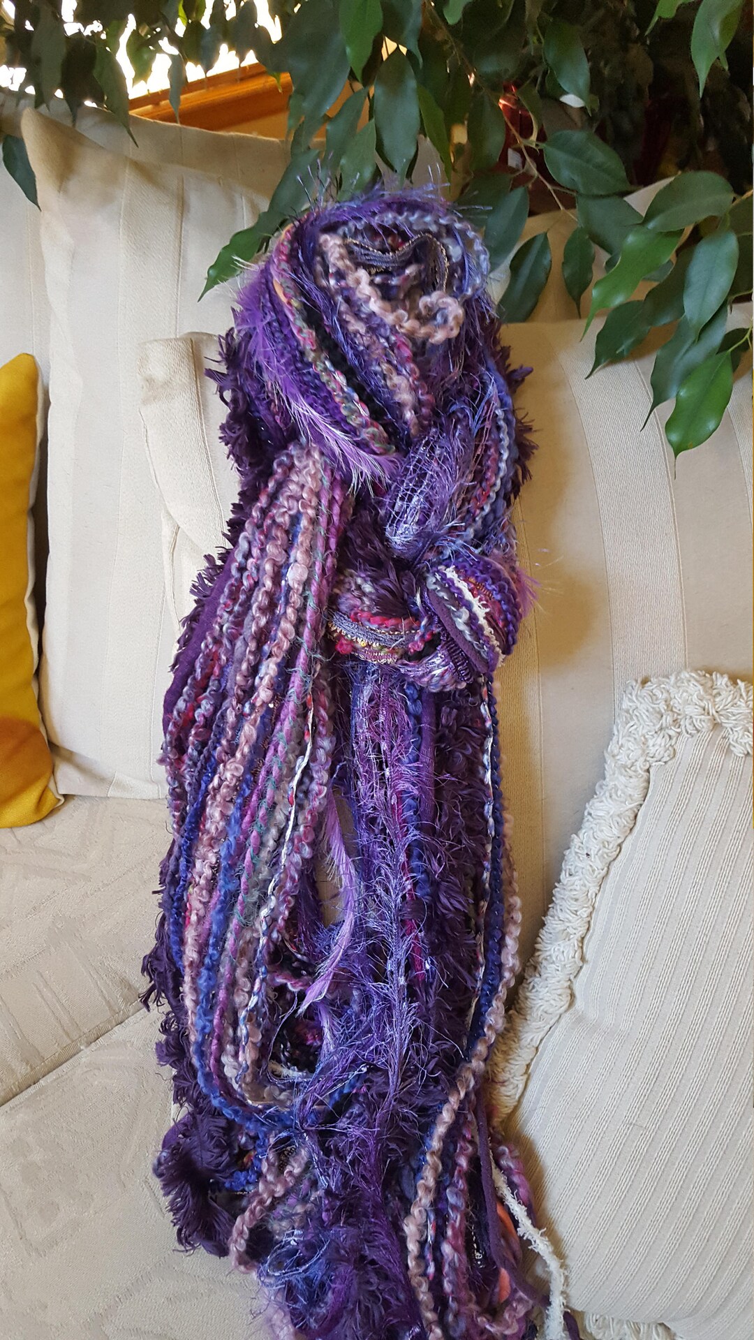 Twist or Knot Scarves Hand Crafted Yarn Scarf purple - Etsy