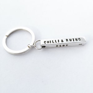 Personalised Key Ring Key Chain Four Sided Solid Sterling - Etsy
