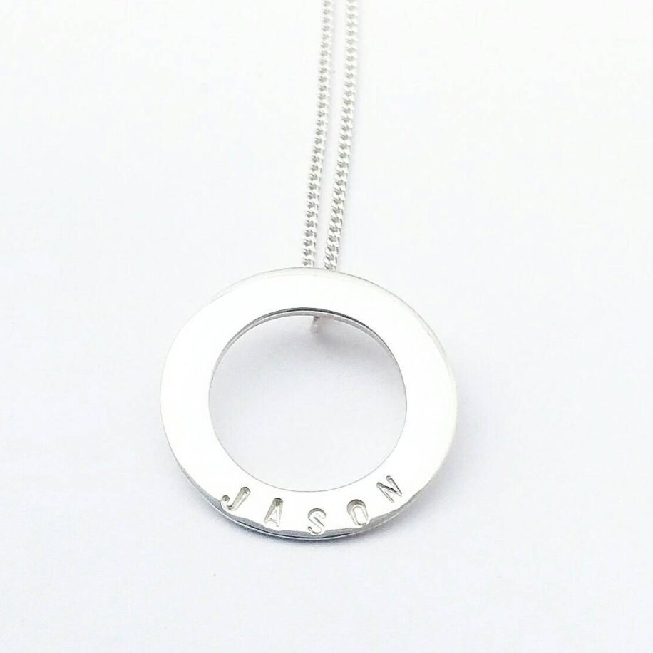 Personalised Necklace Circle Round Never Ending Love Sterling Silver ...