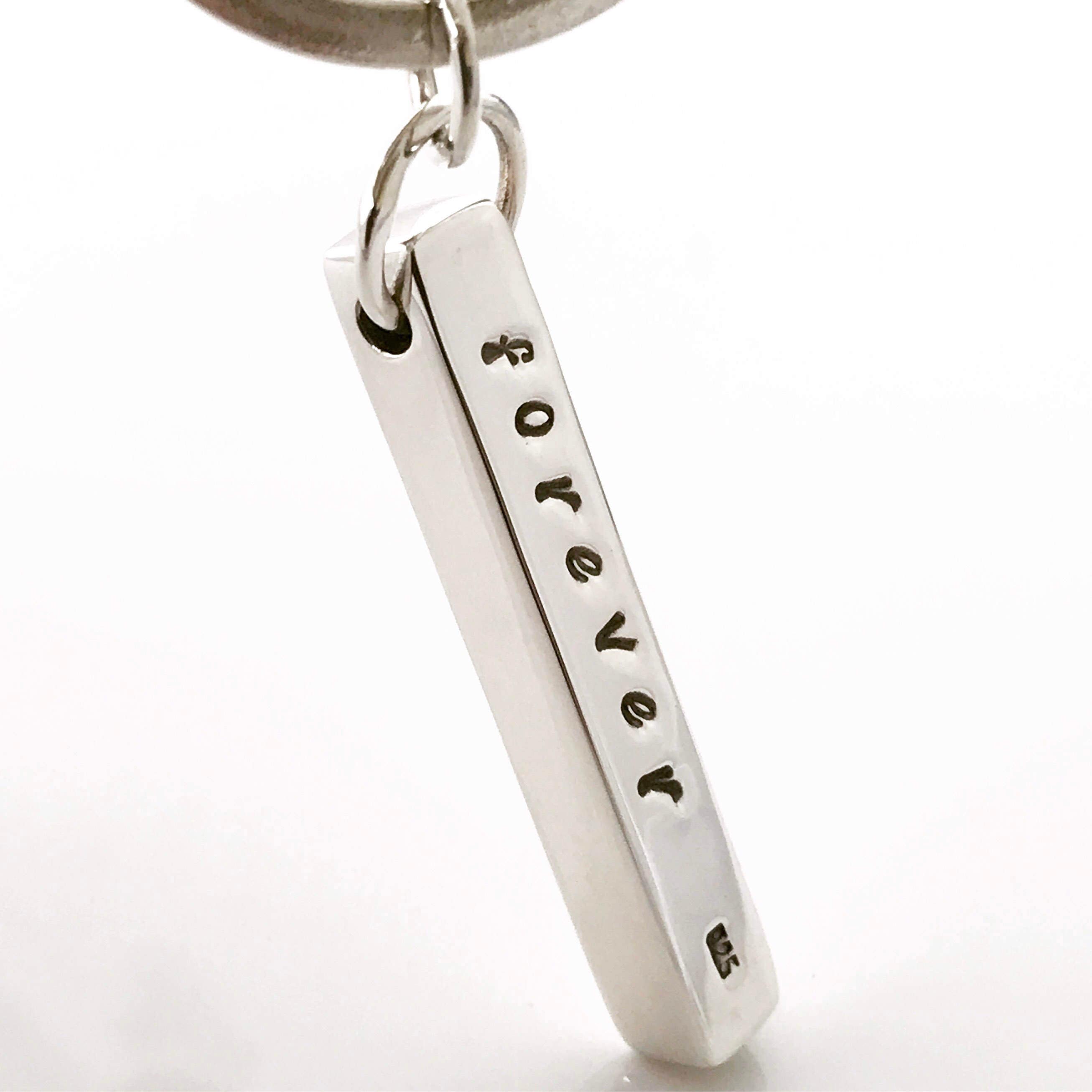 Personalised Key Ring Key Chain Four Sided Solid Sterling - Etsy
