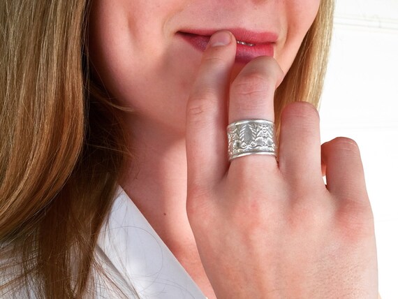 Eternal Spring Ring Sterling Silver Wide Band Handmade in | Etsy
