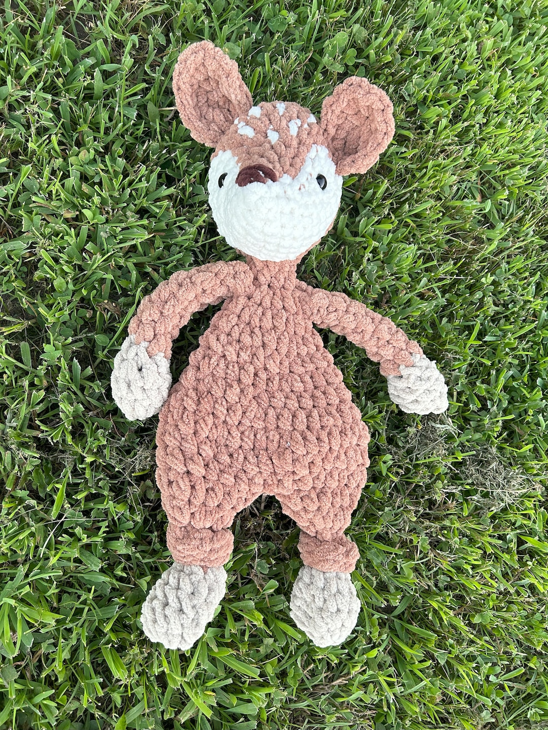 Crochet Fawn Plush – Soft Handmade Woodland Deer Snuggler, Floppy ...